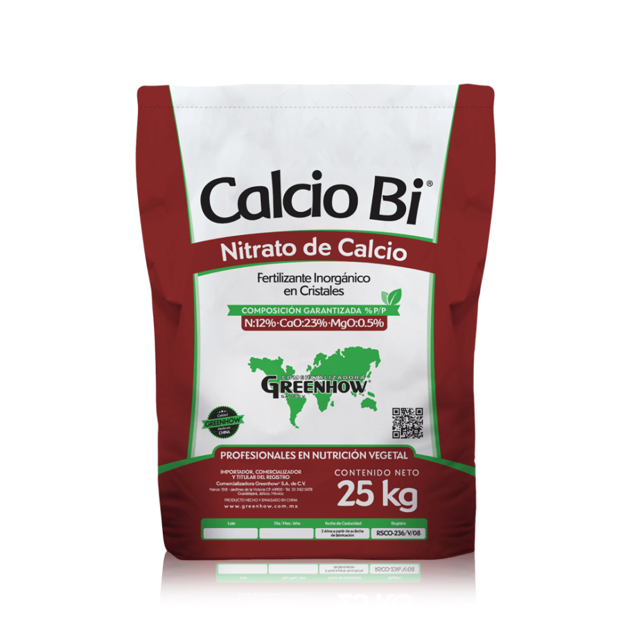 NITRATO DE CALCIO BI (12-0-0-23CAO-0.5MGO) (25KG) GREENHOW | Agro Caminante